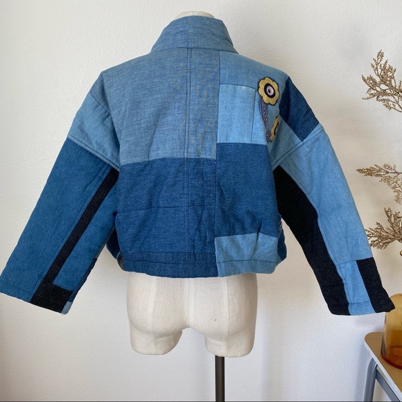 Urban Outfitters | Jackets & Coats | Uo Kimchi Blue Denim Patchwork Puffer Jacket | Poshmark
